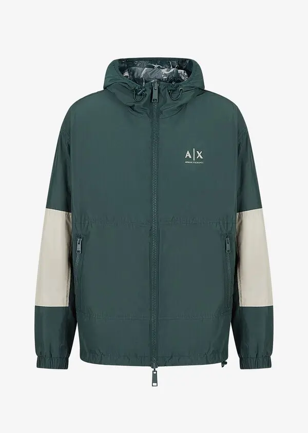 Armani Exchange Recycled Technical Fabric Zip Up Windbreaker